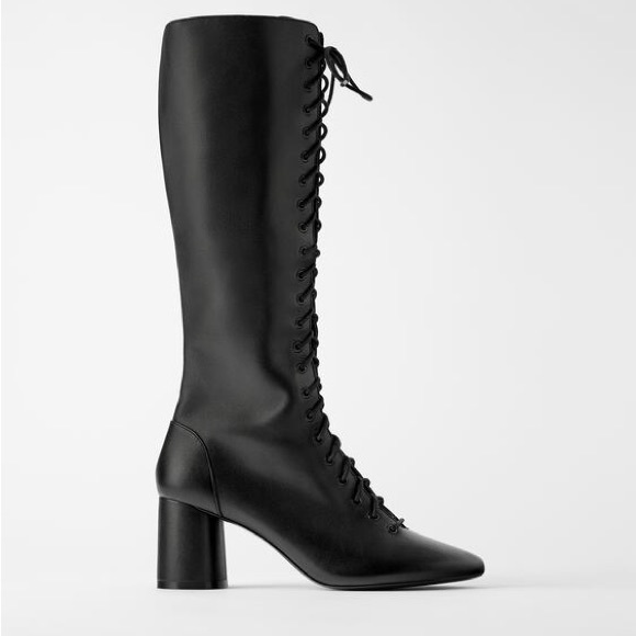 Zara | Shoes | Zara Black Leather Lace Up Boot New | Poshmark